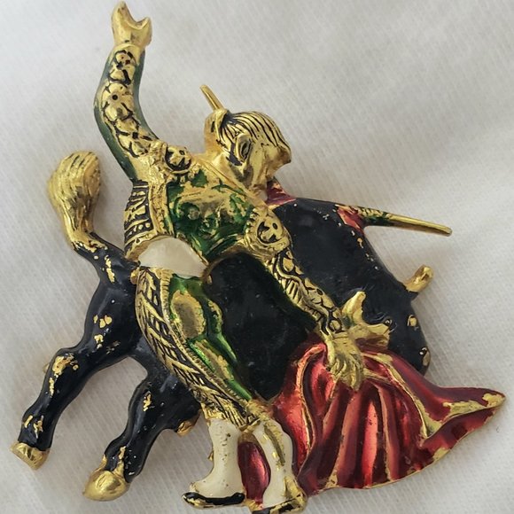 SPAIN | Jewelry | Vintage Damascean Spanish Matador Bull Brooch Pin ...